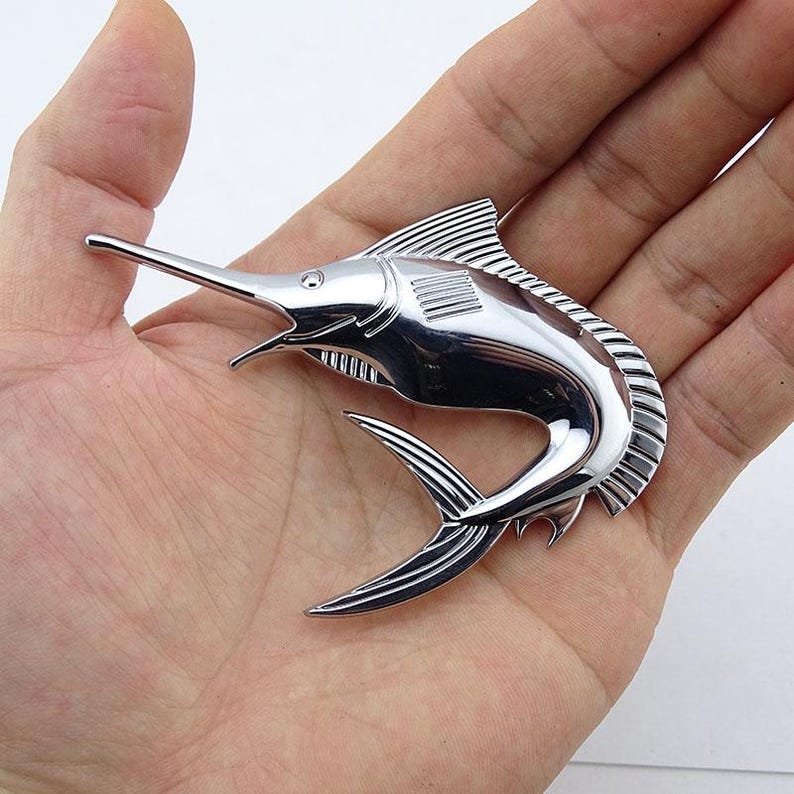 Chrome Swordfish Car Logo Car Door Side Bagde Plastic 3D Auto Sticker ...
