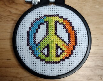 Cross Stitch Peace Sign - Etsy