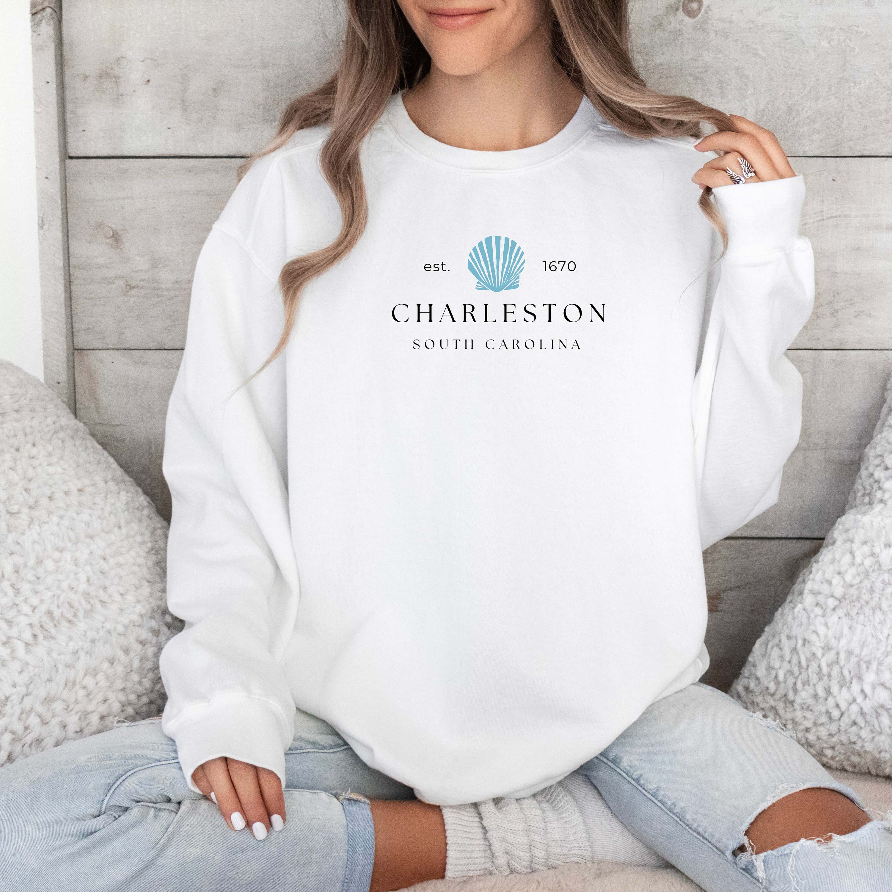 Charleston Comfort Colors Crew Neck Sweatshirt, Coastal Luxury ...