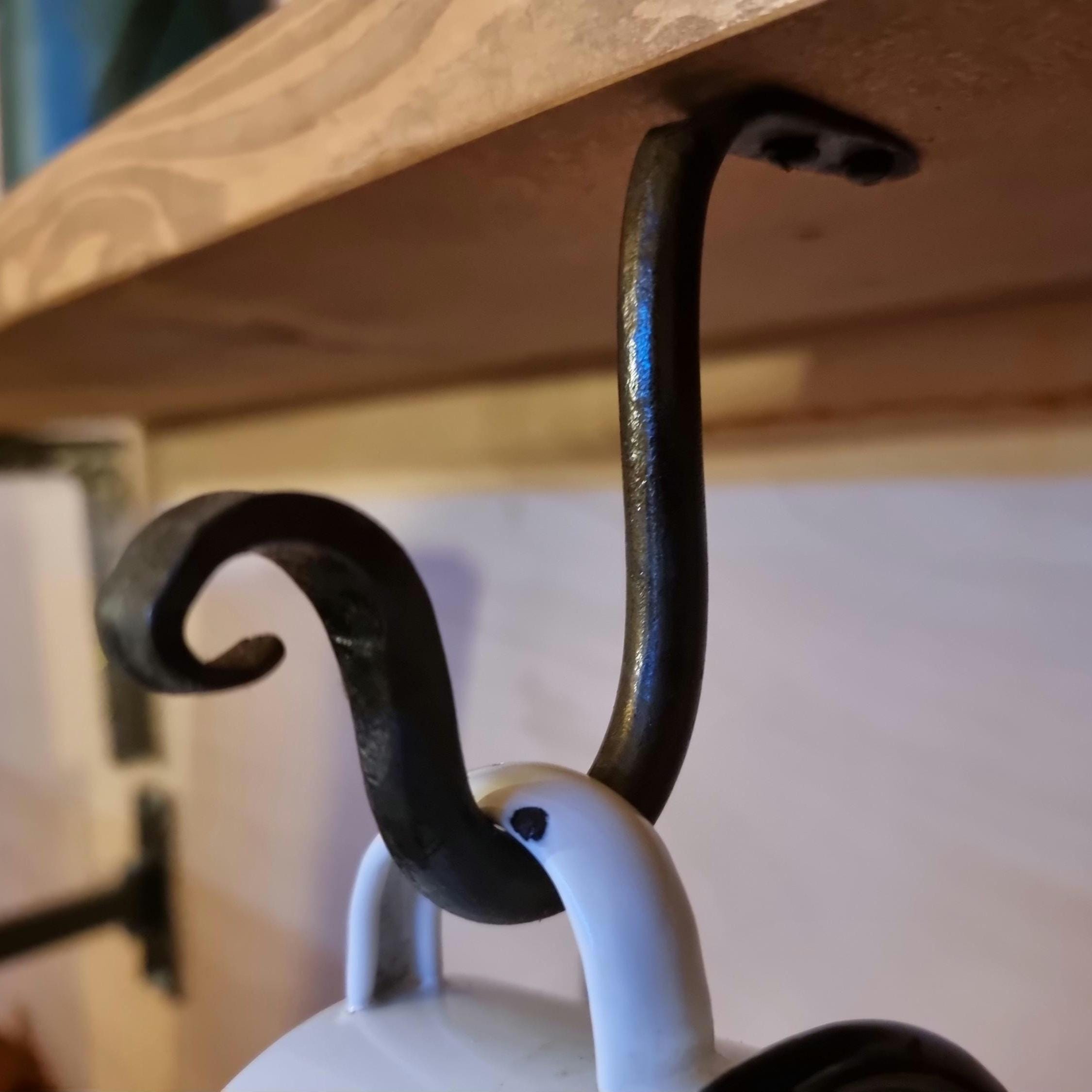 Hand Forged Under Cabinet / Shelf Hook, With Matching Screws. for Pots ...