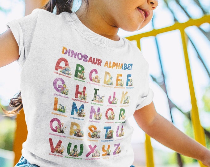 Types of Dinosaurs Alphabet A-Z ABC Dino Identification Gift T-shirt ...