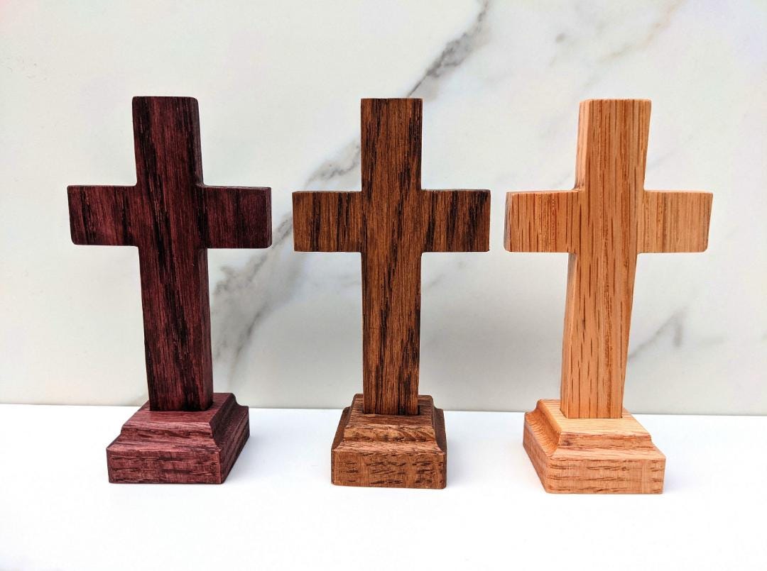 Solid Oak Mini Cross With Base / Small Freestanding Cross / Hardwood ...