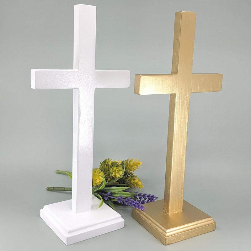 Standing White Wood Cross - Etsy