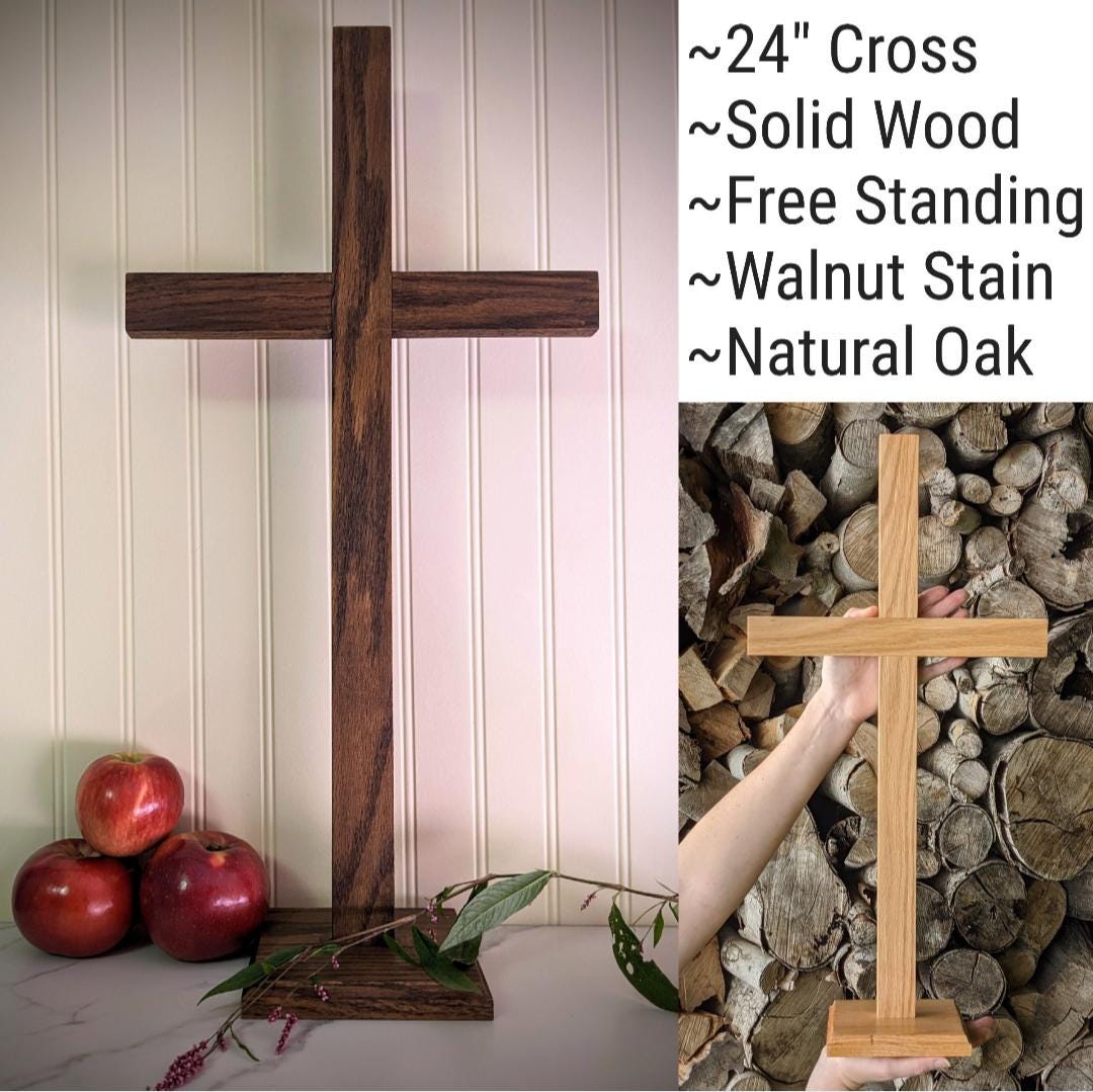 Tabletop Cross / Large 24" Cross With Base / Rustic Standalone Cross ...