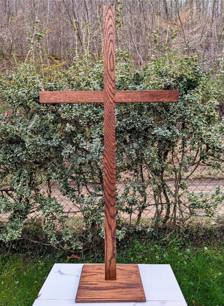 Extra Large 48" Tall Standalone Cross With Base, Solid Oak Free ...