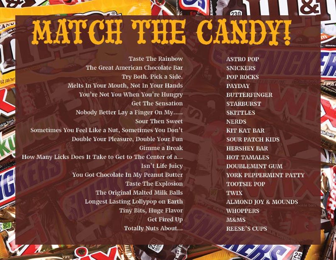 Match the Candy Game - Etsy