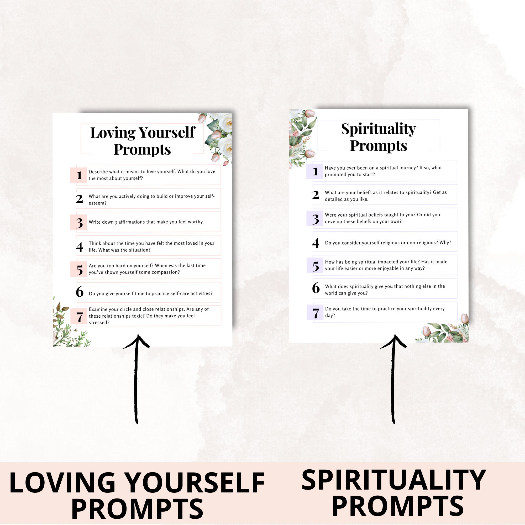 Inner Peace and Self Reflection Journal Prompts Printable for Healing ...