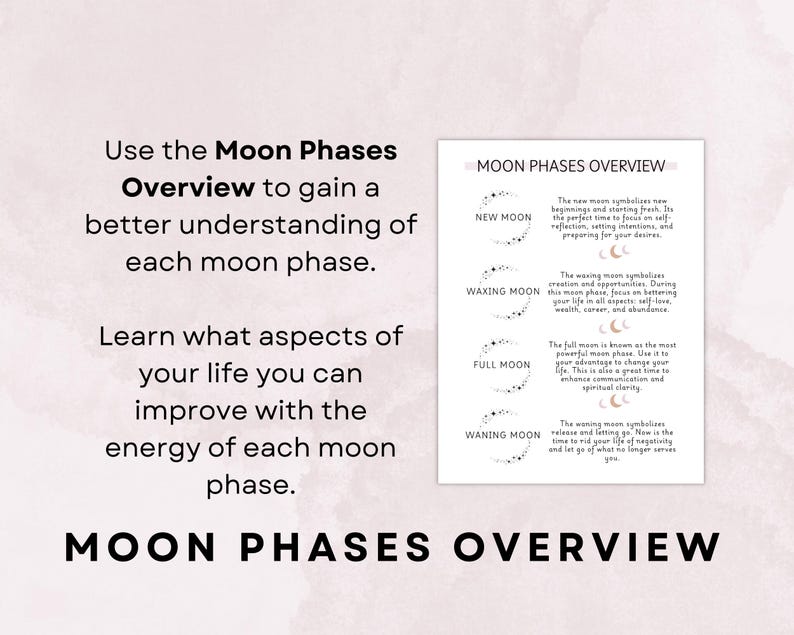 Moon Phases Printable Journal Workbook Lunar Phases Journal Prompts for ...