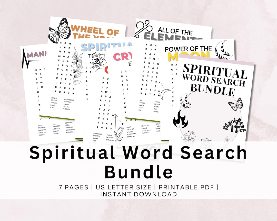 Spiritual Word Search Bundle | Printable Spiritual Activity Sheet ...