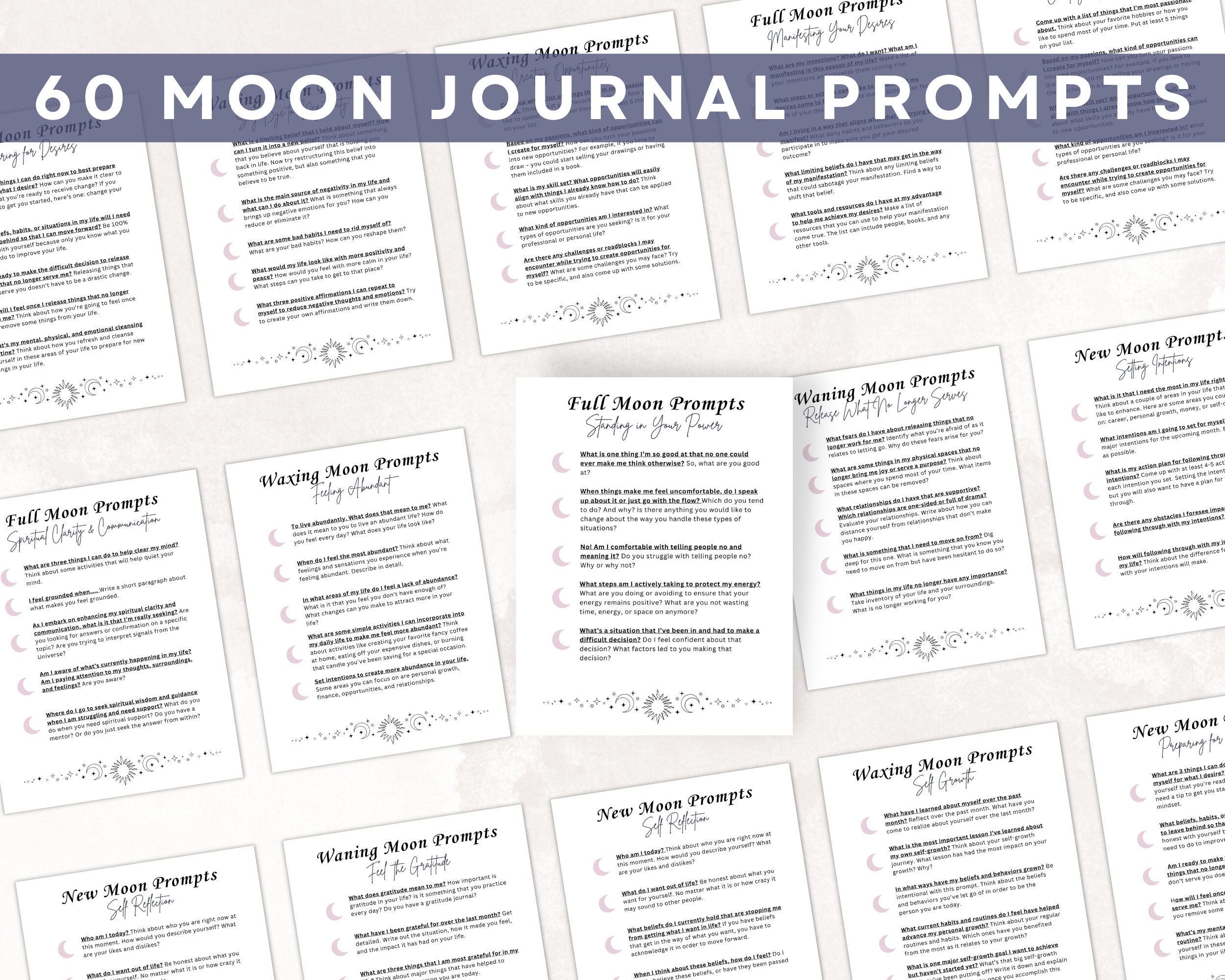 Moon Phases Printable Journal Workbook Lunar Phases Journal Prompts for ...