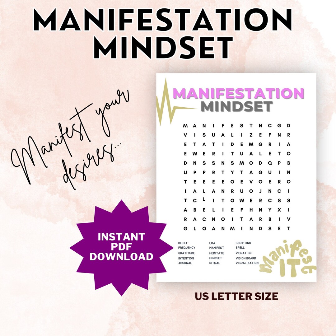 Manifestation Word Search Printable Spiritual Manifestation - Etsy