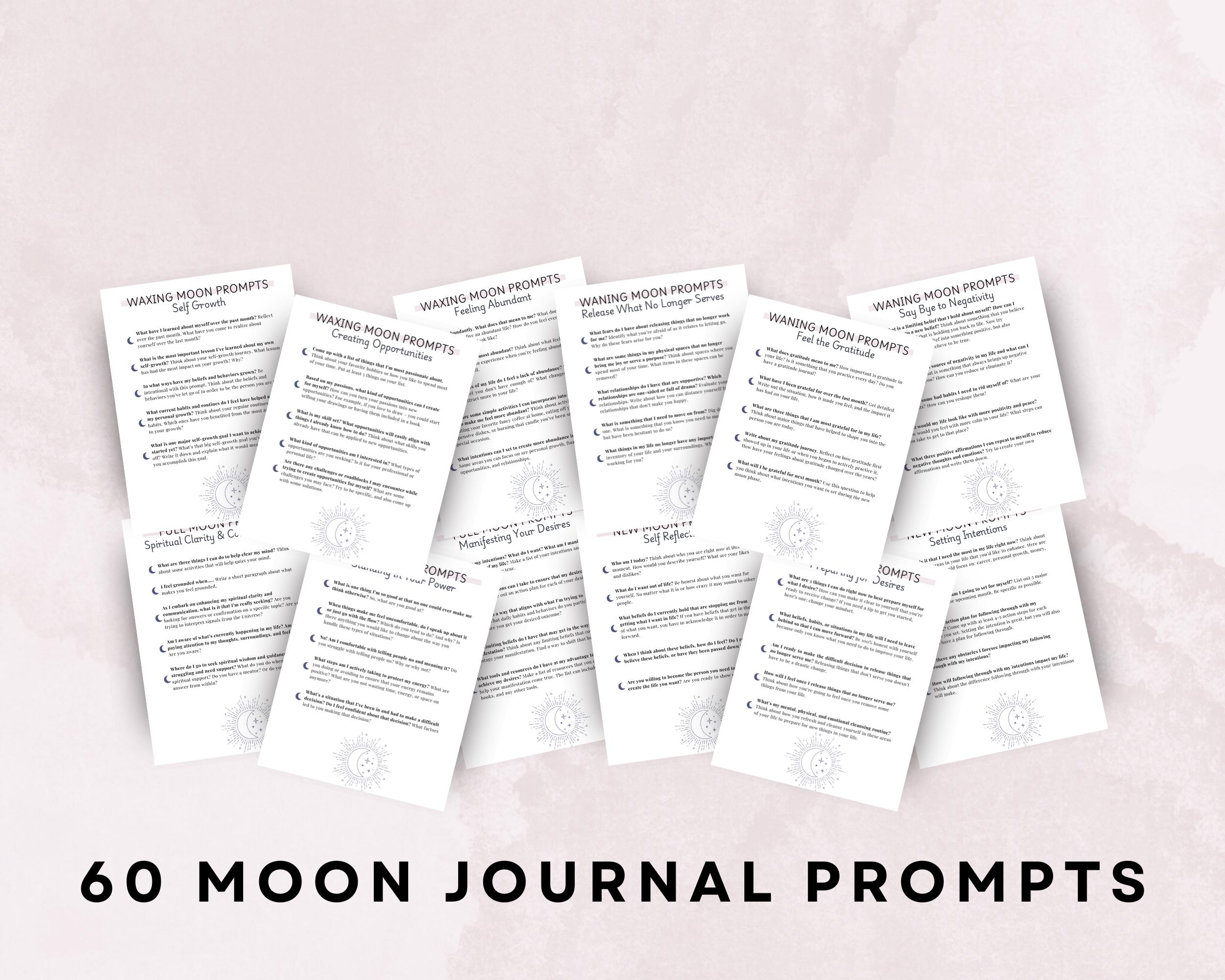 Moon Phases Printable Journal Workbook Lunar Phases Journal Prompts for ...