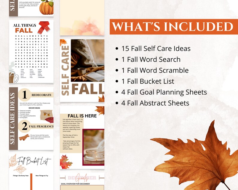 Fall Self-care Goal Planner Printable | Fall Self-care Pages | Fall ...