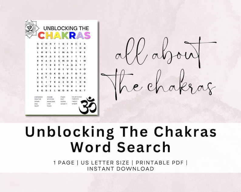 Seven Chakras Word Search Printable | Chakra Print Information ...