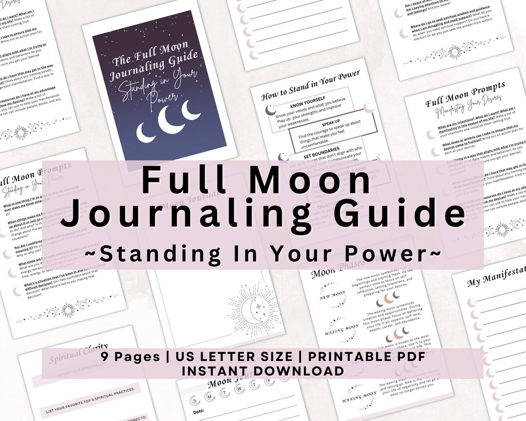 Full Moon Journal Printable Workbook Moon Phases Printable Prompts ...