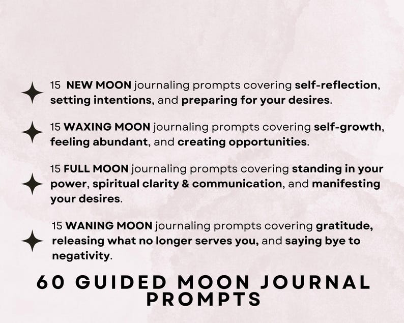 Moon Phases Printable Journal Workbook Lunar Phases Journal Prompts for ...