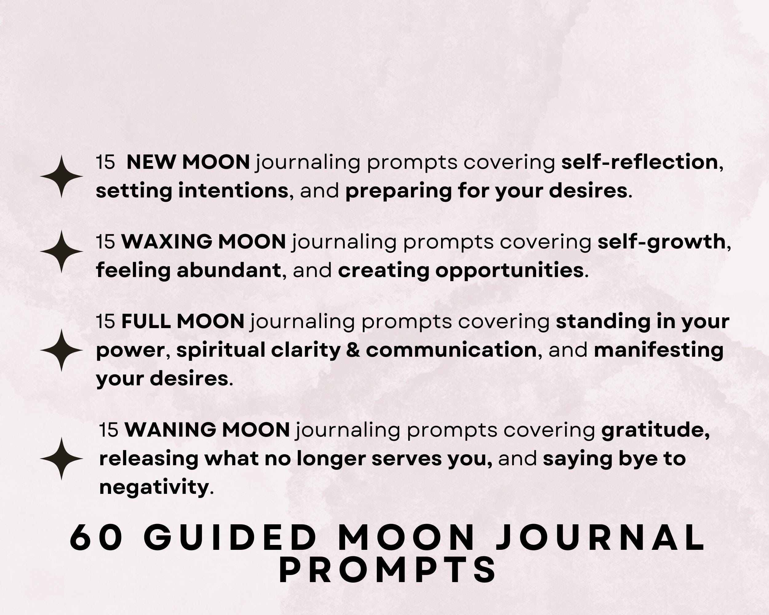 Moon Phases Printable Journal Workbook | Lunar Phases Journal Prompts ...