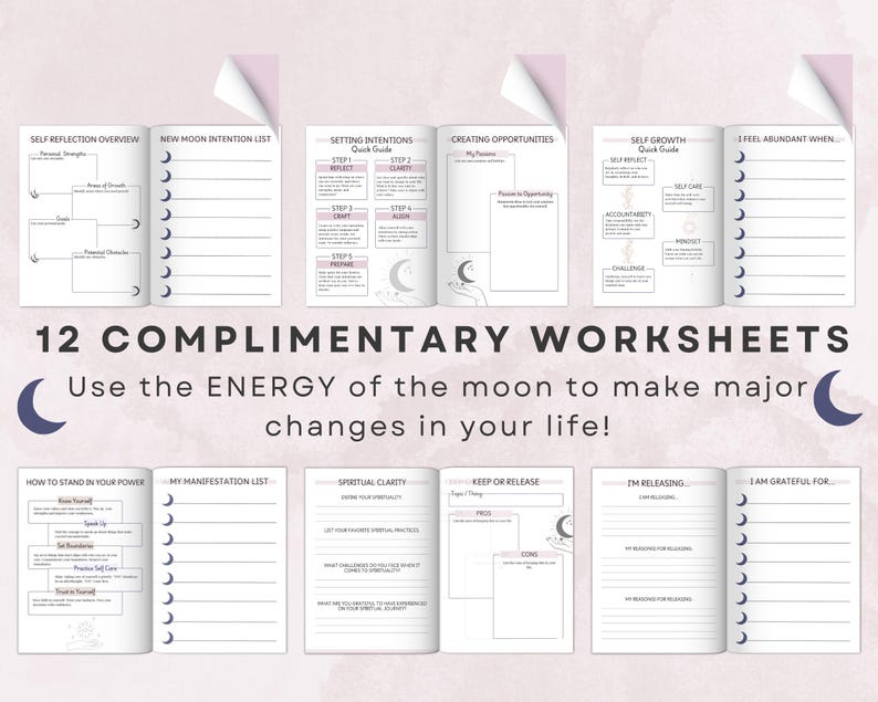 Moon Phases Printable Journal Workbook | Lunar Phases Journal Prompts ...