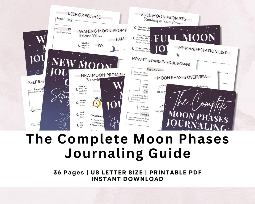 Moon Phases Printable Journal Workbook | Lunar Phases Journal Prompts ...