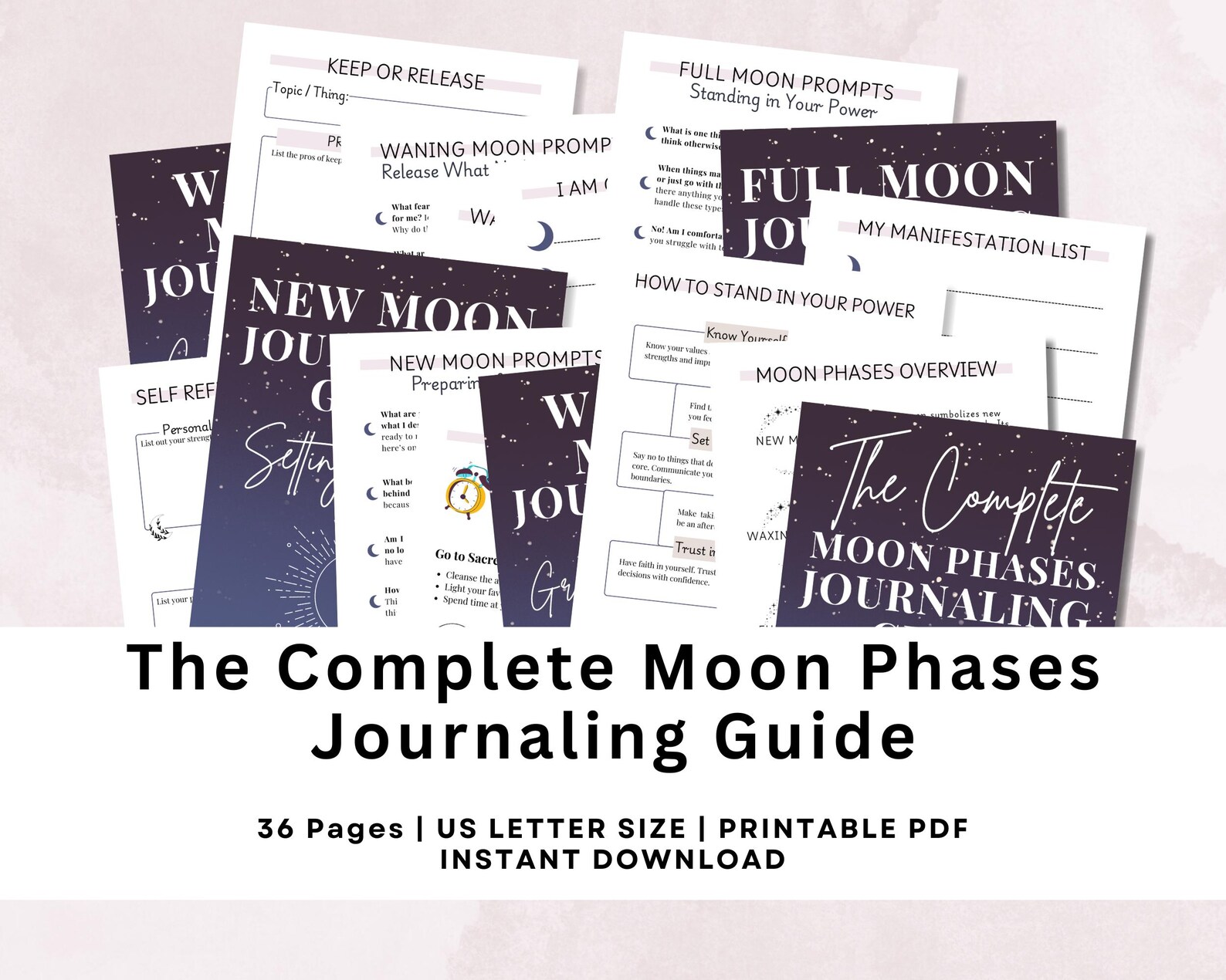Moon Phases Printable Journal Workbook Lunar Phases Journal Prompts for ...