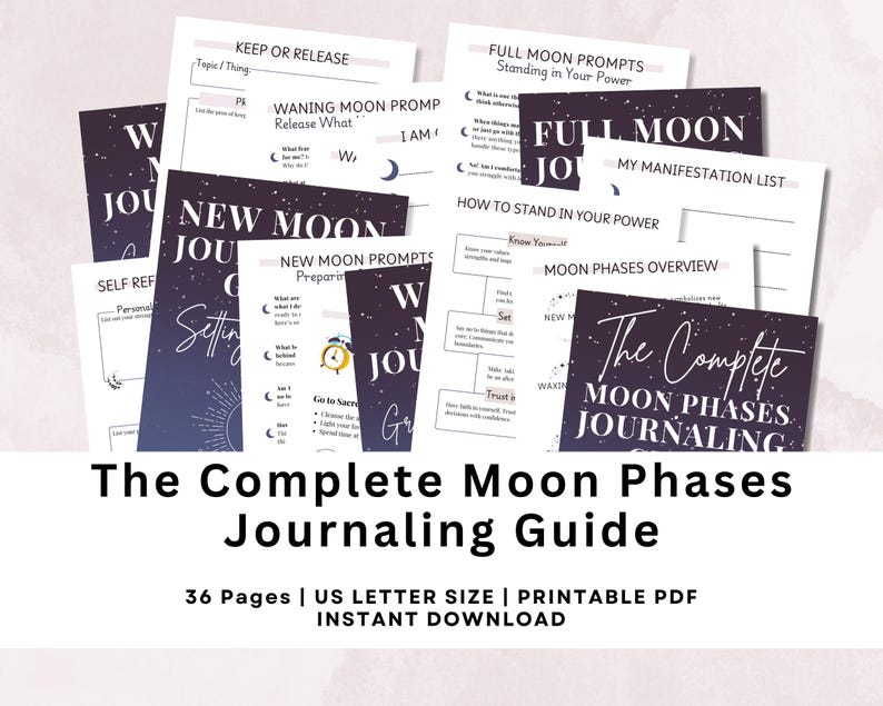 Moon Phases Printable Journal Workbook Lunar Phases Journal Prompts for ...
