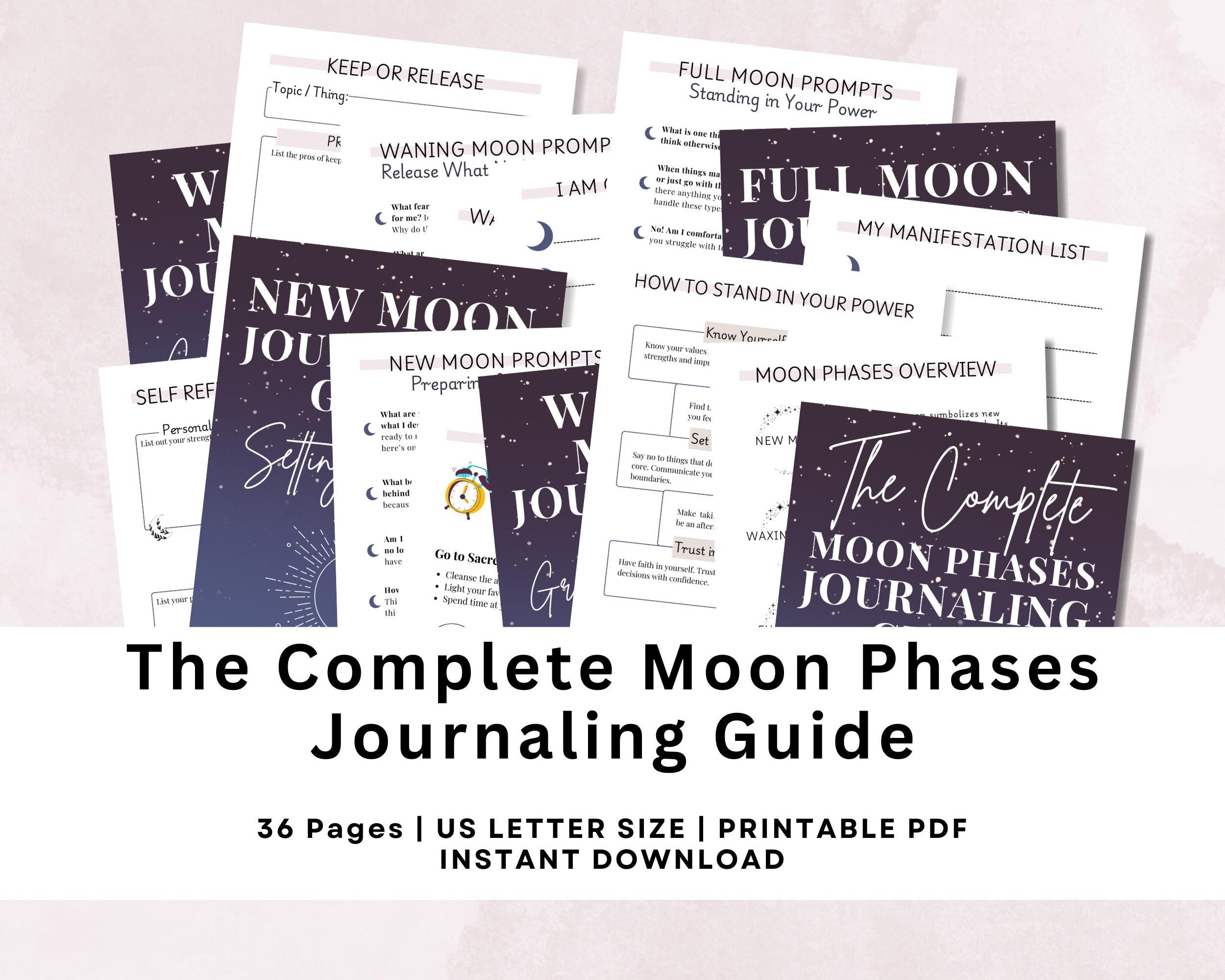Moon Phases Printable Journal Workbook Lunar Phases Journal Prompts for ...