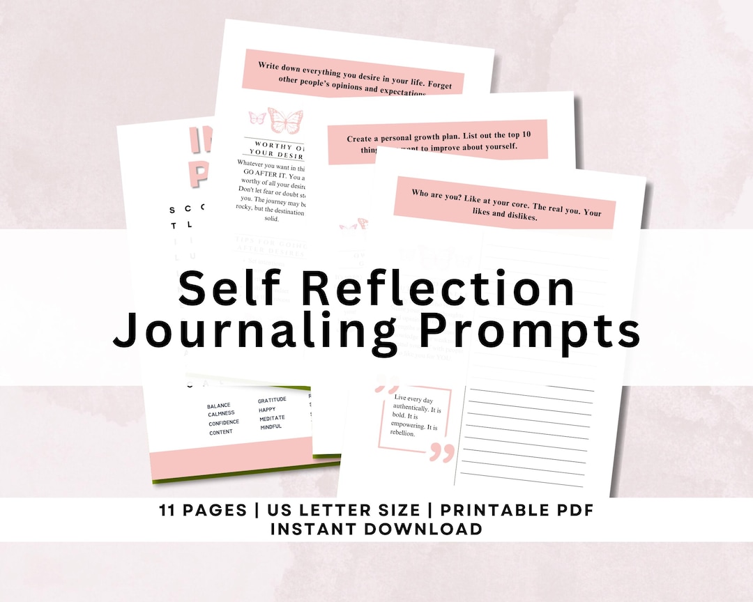 Deep Self Reflection Journal & Writing Prompts, Self Awareness, Self ...