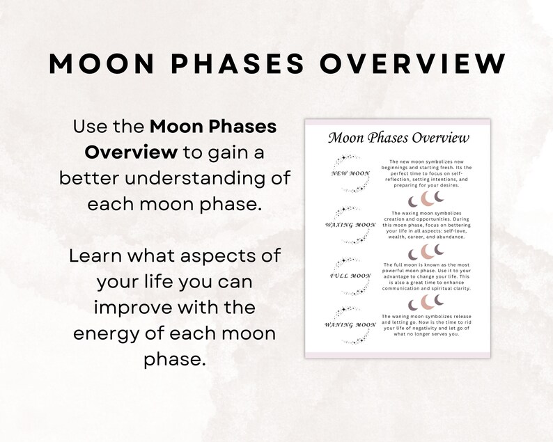 Moon Phases Printable Journal Workbook Lunar Phases Journal Prompts for ...