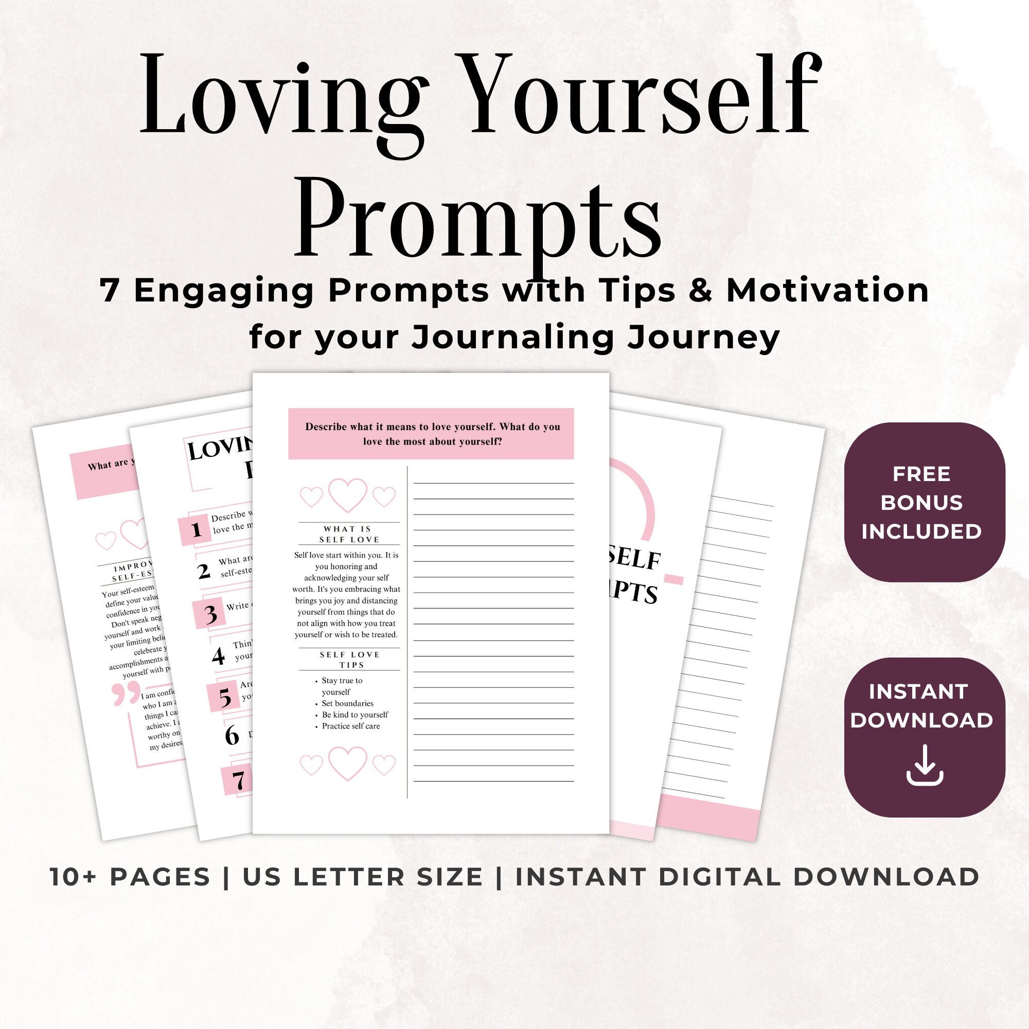 Self Love Journal Prompts Printable, Loving Yourself Guided Prompts ...