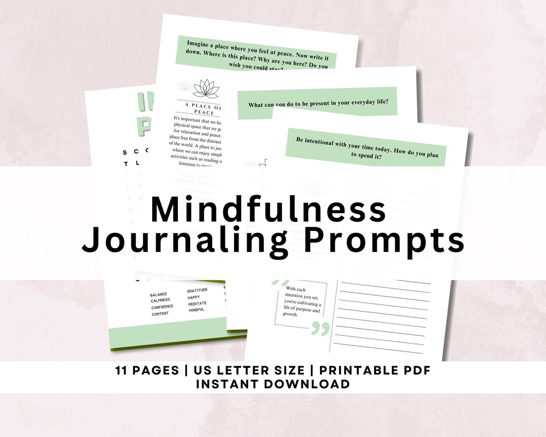 Mindfulness Journal Prompts Printable, Burnout and Self Awareness ...