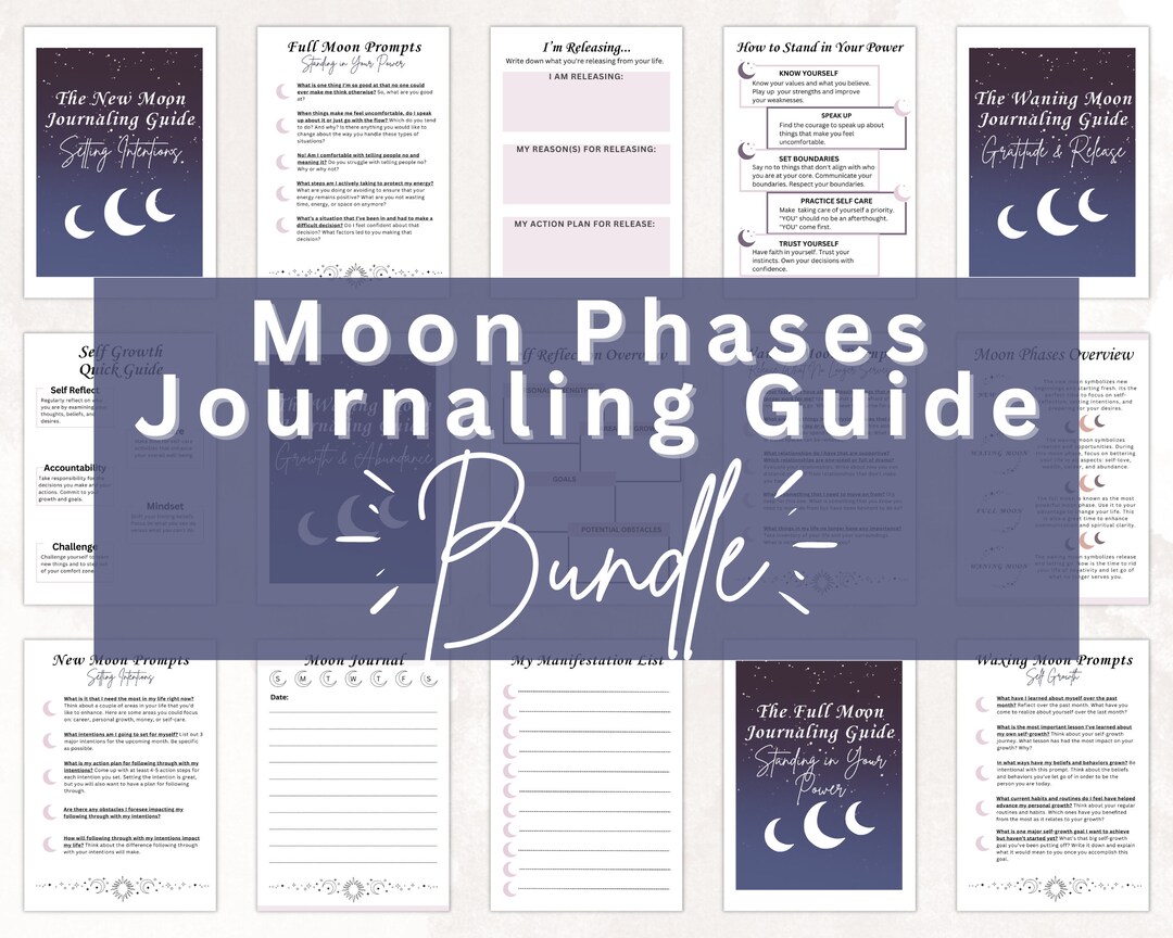 Moon Phases Printable Journal Workbook Lunar Phases Journal Prompts for ...