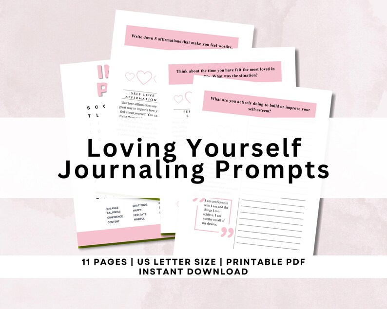 Self Love Journal Prompts Printable, Loving Yourself Guided Prompts ...