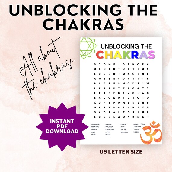Seven Chakras Word Search Printable Chakra Print Information - Etsy UK