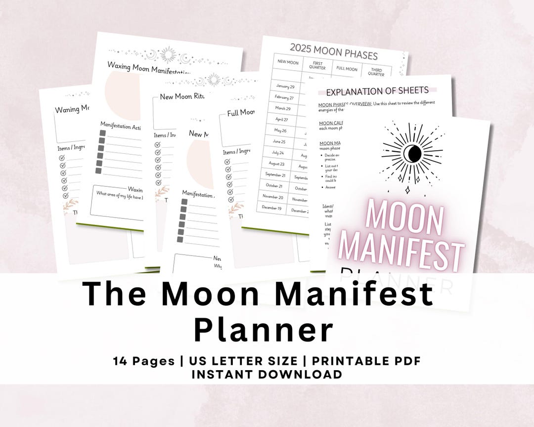 Moon Manifestation Planner | Moon Phases Printable | New Moon and Full ...