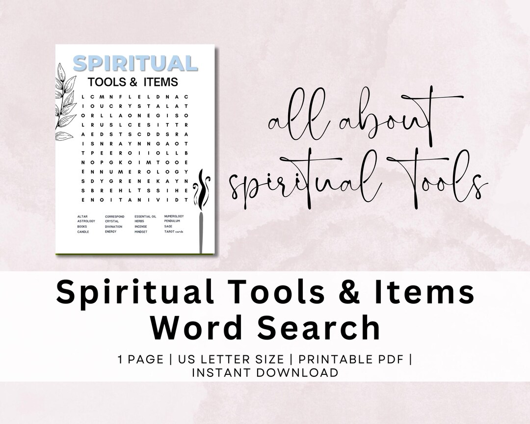 Spirtual Tools Word Search Printable | |spiritual Activity Sheet - Etsy