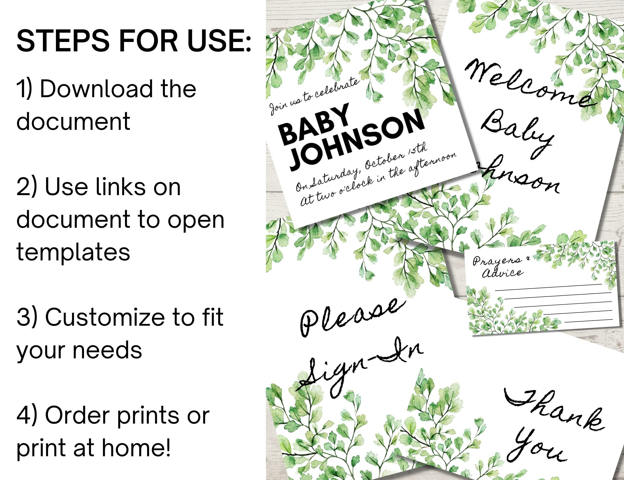 Paquete imprimible para Baby Shower: invitaciones editables e ...