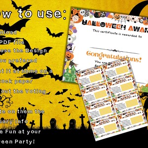 English Printable Halloween Fall Event Awards Certificates Plus Voting ...