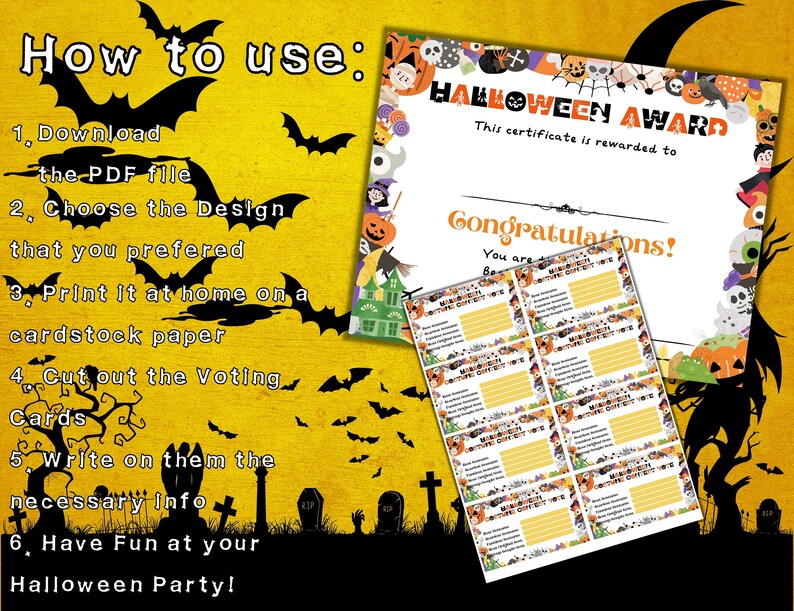 English Printable Halloween Fall Event Awards Certificates Plus Voting ...