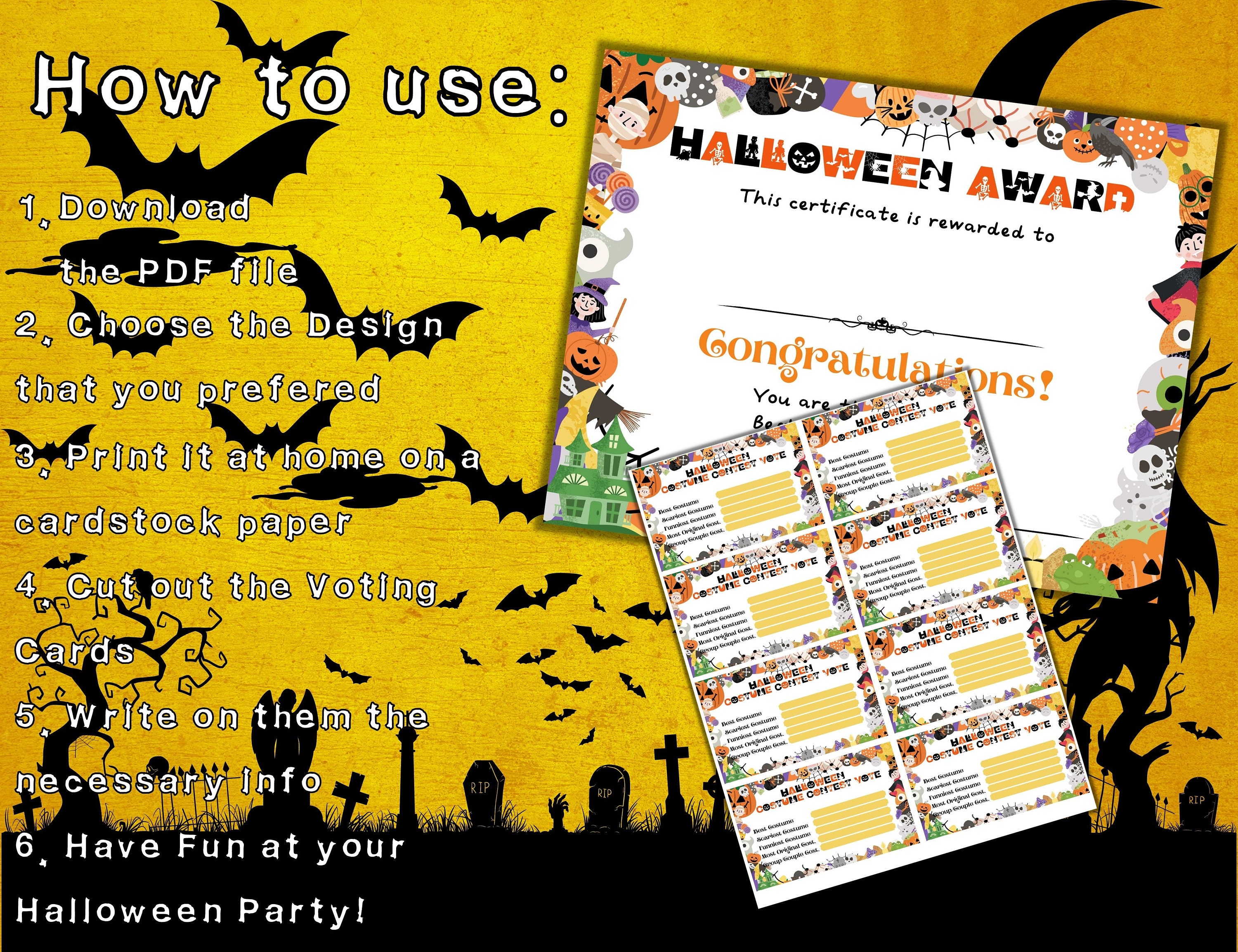 English Printable Halloween Fall Event Awards Certificates Plus Voting ...