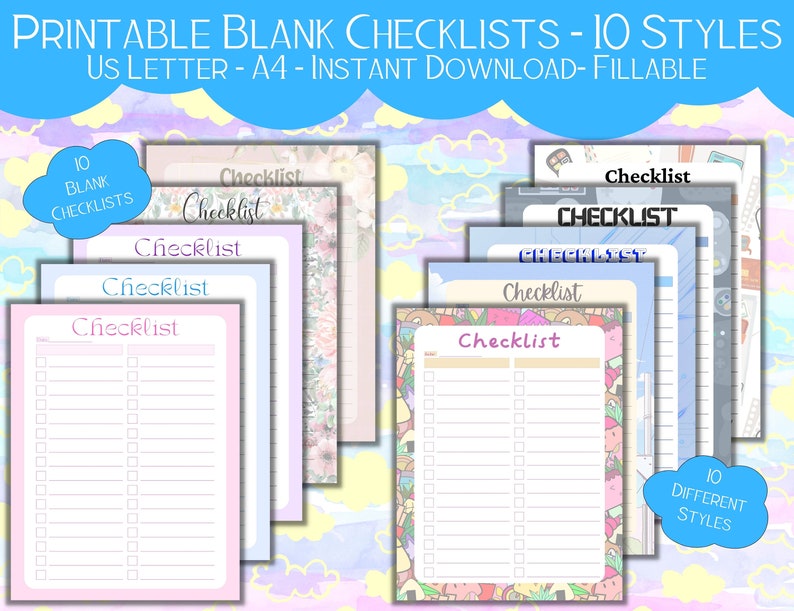 Printable Blank Checklists Different Designs Styles, to Do List ...