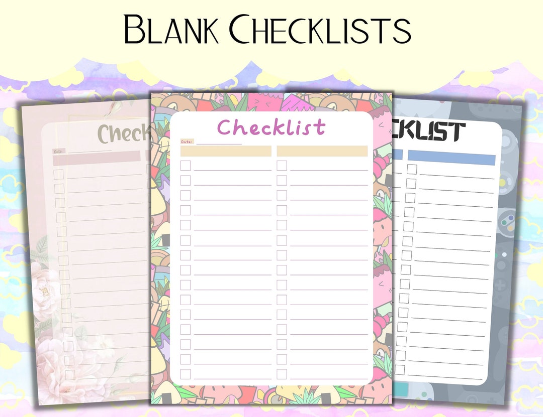 Printable Blank Checklists Different Designs Styles, to Do List ...