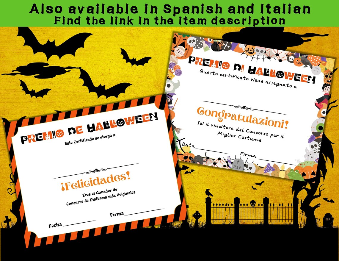 English Printable Halloween Fall Event Awards Certificates Plus Voting ...