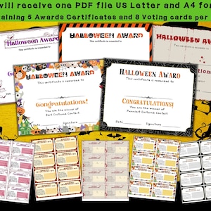 English Printable Halloween Fall Event Awards Certificates Plus Voting ...