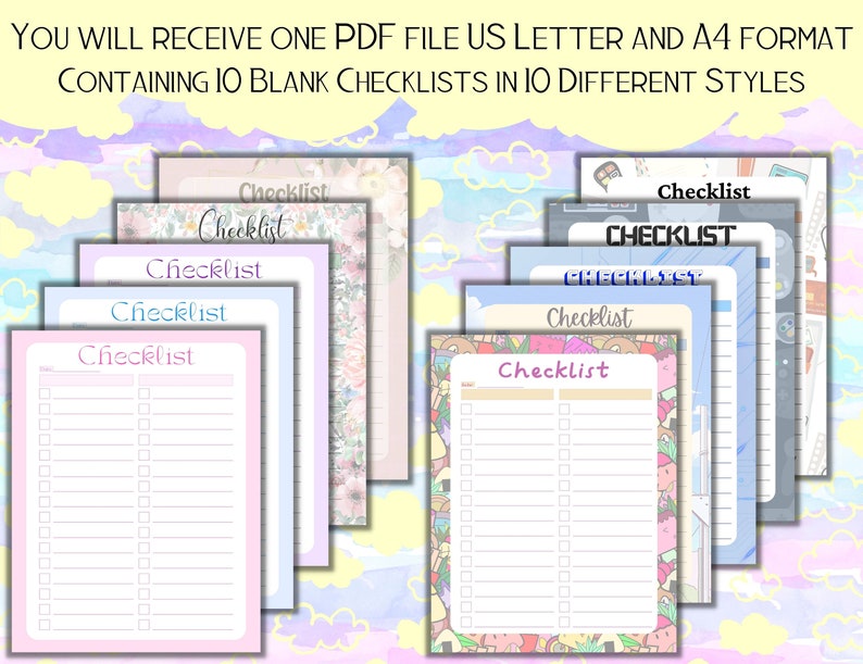 Printable Blank Checklists Different Designs Styles, to Do List ...