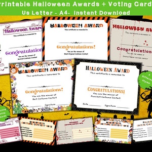English Printable Halloween Fall Event Awards Certificates Plus Voting ...