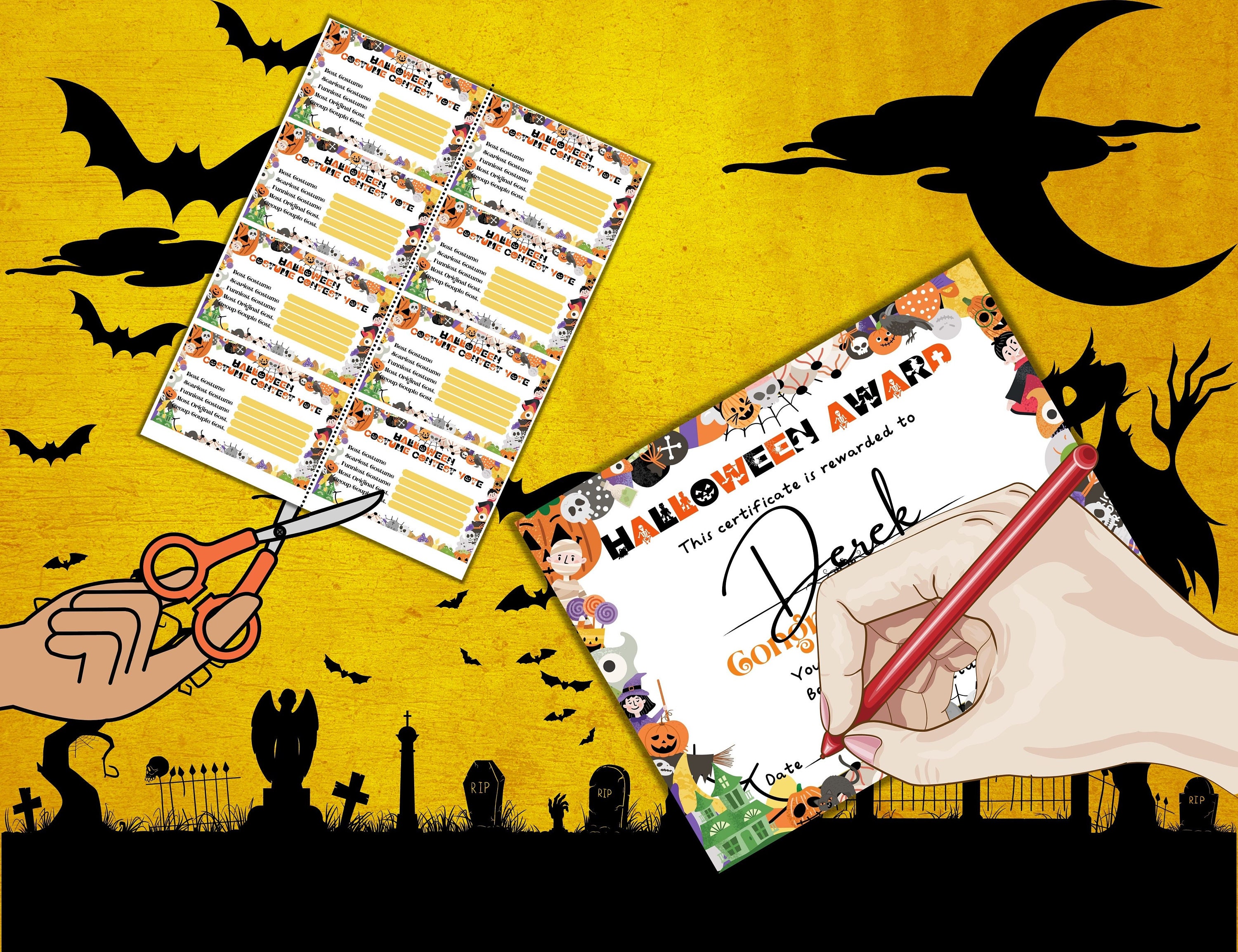 English Printable Halloween Fall Event Awards Certificates Plus Voting ...