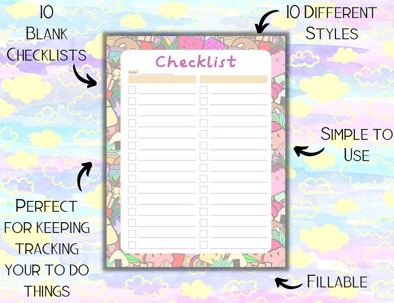 Printable Blank Checklists Different Designs Styles, to Do List ...