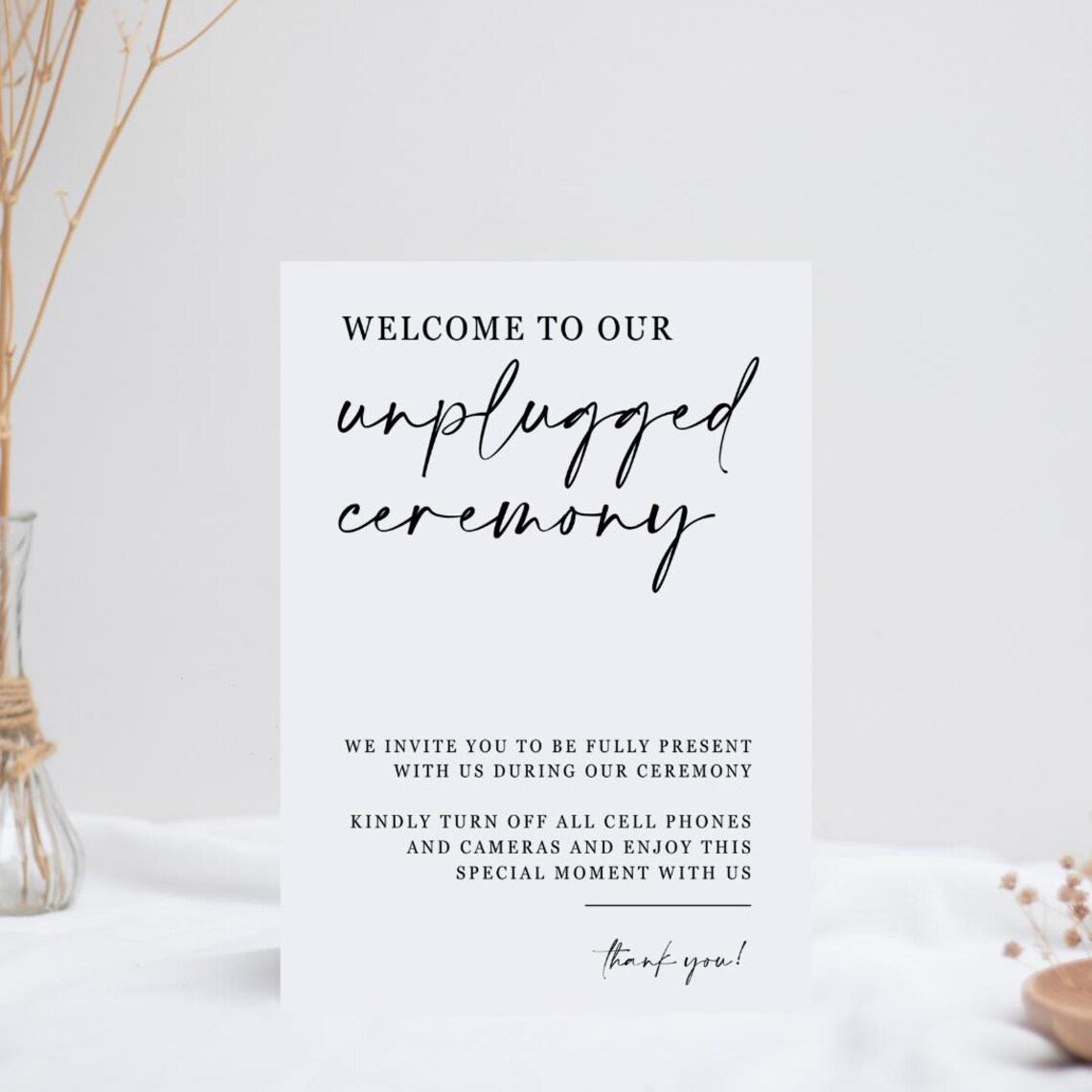 Unplugged Ceremony Sign Printable • Editable Wedding Sign Template ...