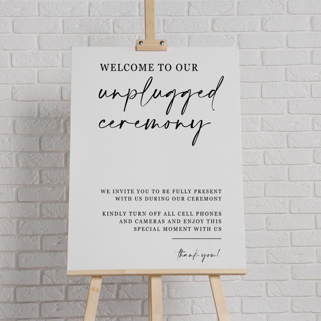 Unplugged Ceremony Sign Printable • Editable Wedding Sign Template ...
