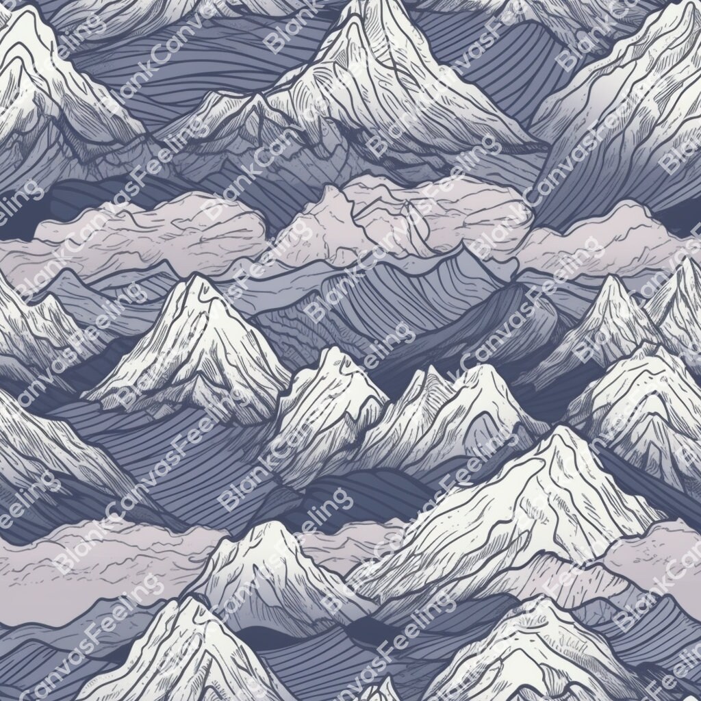 Mountain Patterns Illustration Set, Seamless Patterns, Digital Paper ...
